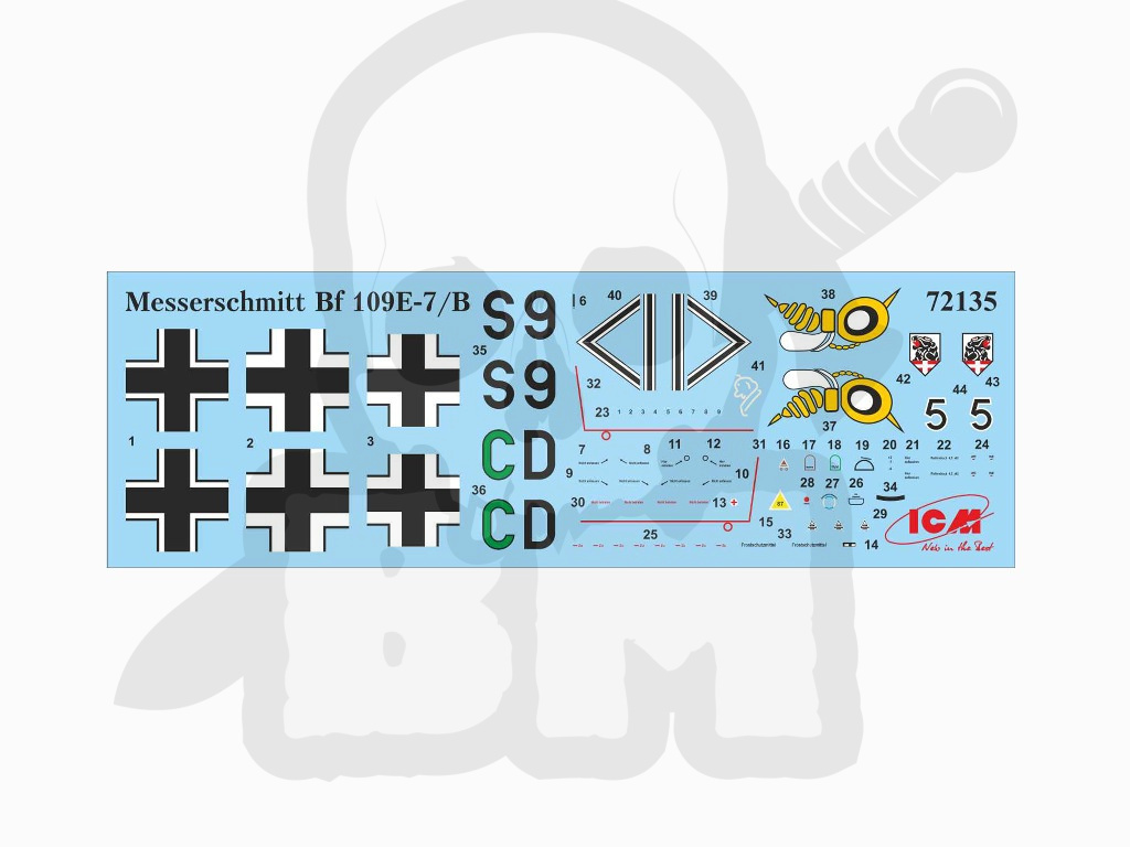 Battle-Models > Messerschmitt Bf 109E-7/B WWII German Fighter-Bomber 1:72